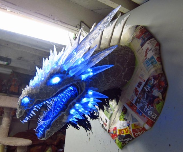 Paper Mache Ice Dragon – Final Assembly | Gourmet Paper Mache Blog