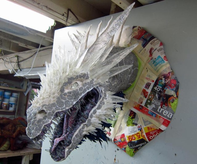 Paper Mache Ice Dragon – Final Assembly | Gourmet Paper Mache Blog